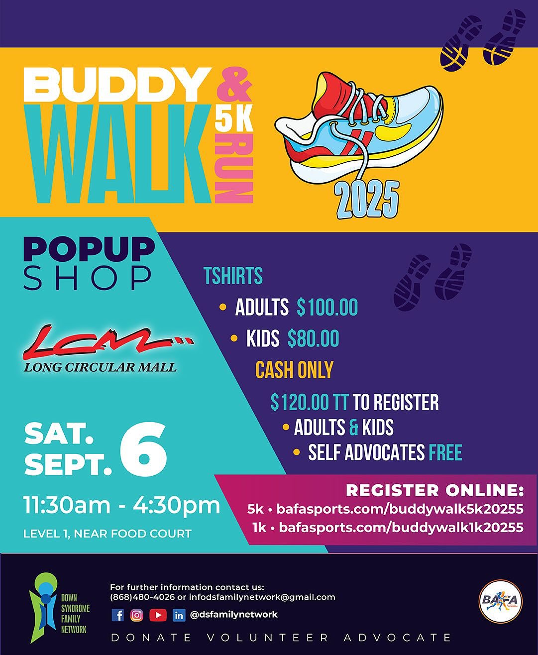 Bib Collection for Buddy Walk Awareness 1K Walk & 5K 2025 - Bafasports.com